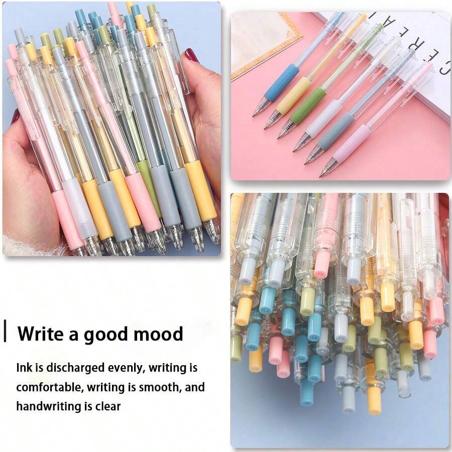 Morandi Style Retractable Ballpoint Pen, Colorful Fresh Gel Pen ...