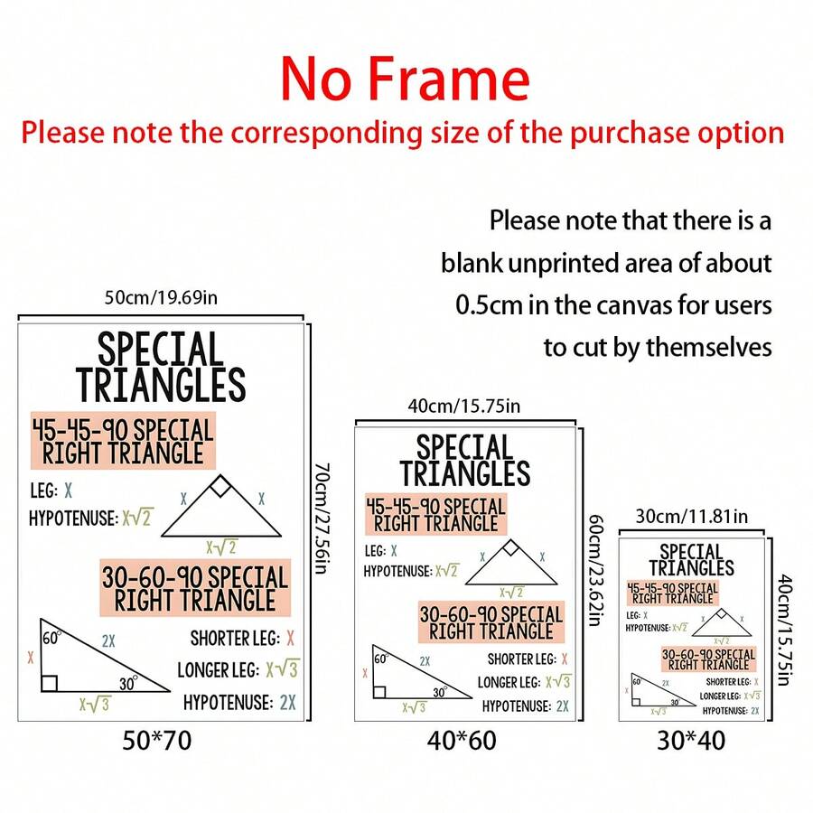 6pcs/Set Geometry Printable Math Posters Math Posters - High School ...