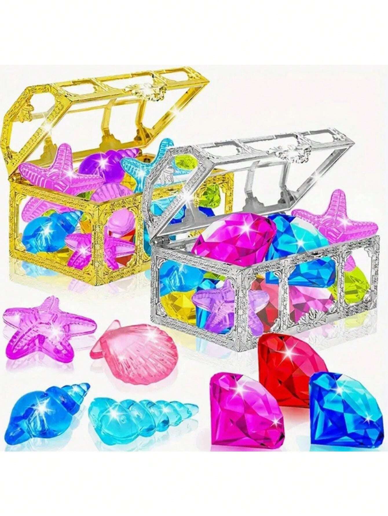 60pcs Diving Gem Pool Toys Colorful Rhinestone Set With Treasure Pirate ...