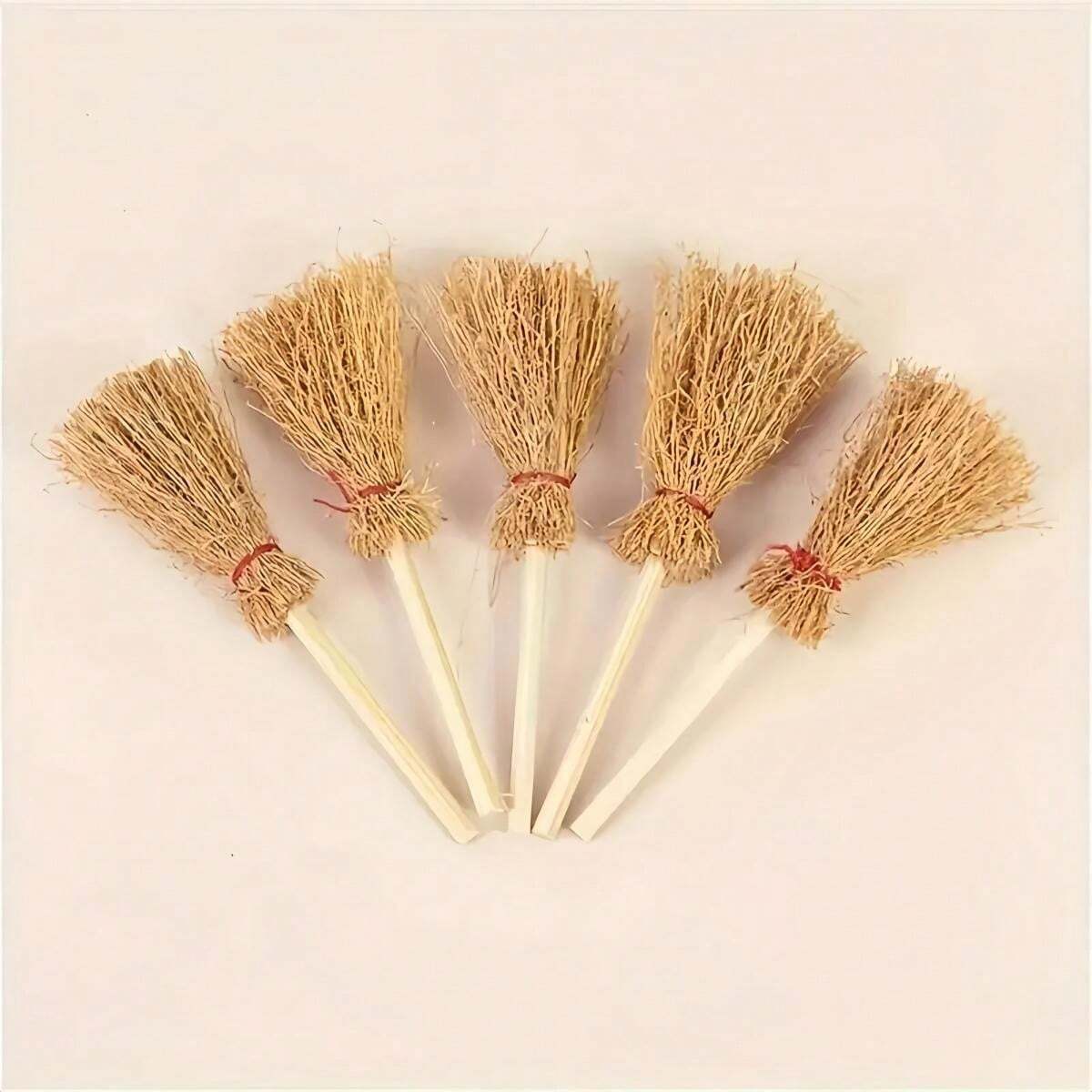 10-Piece Mini Brooms - Straw Diy Hanging Decor For Halloween, Costume ...