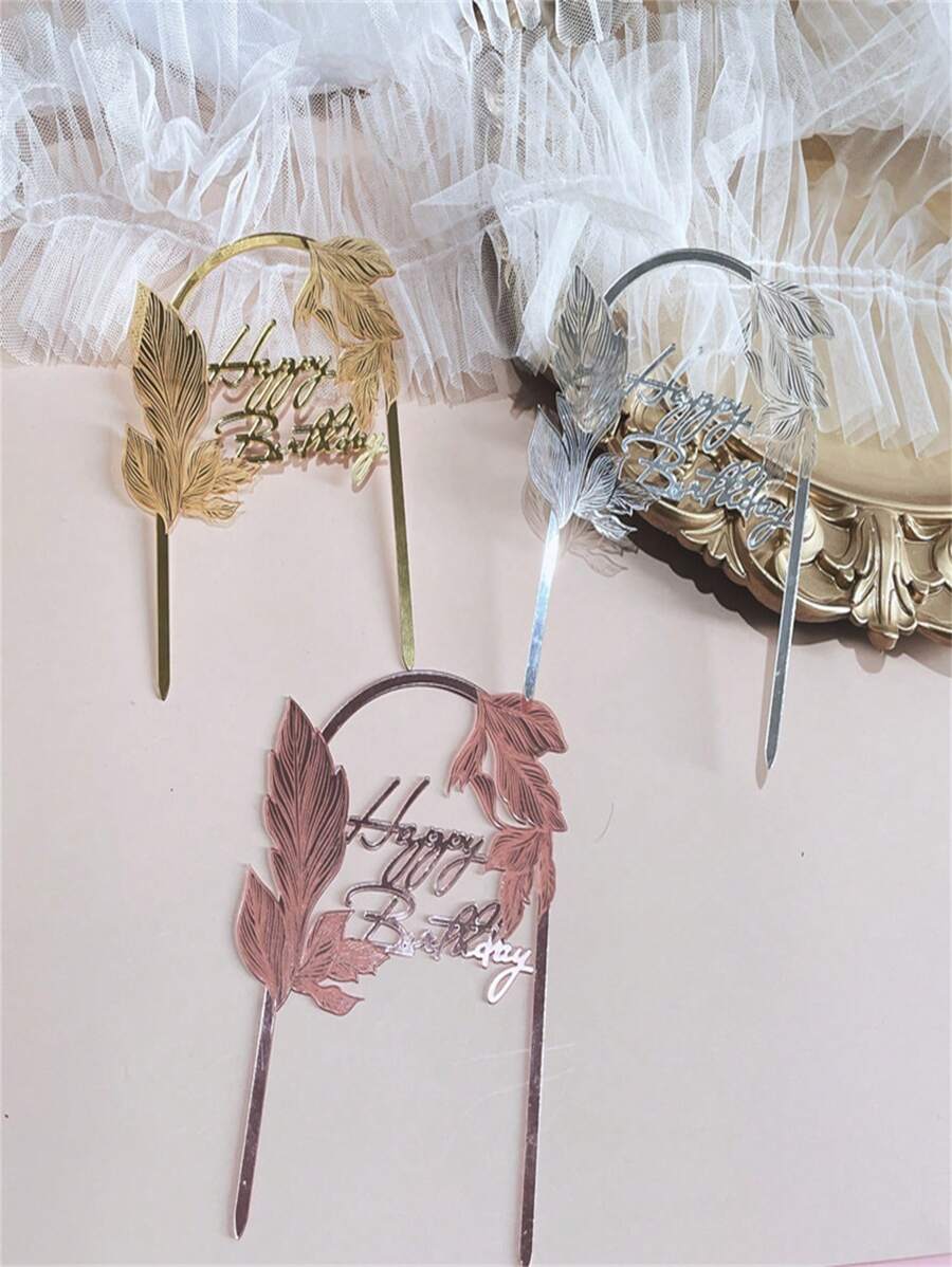 1pc Boho Cake Topper Kit Flower Cake Topper Pink Palm Leaves Cake ...