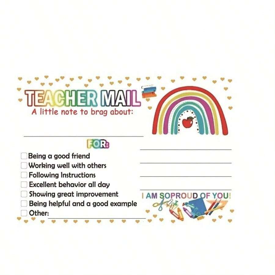 50pcs Bohemian Rainbow Teacher Motivation Cards - Notes To Motivate ...