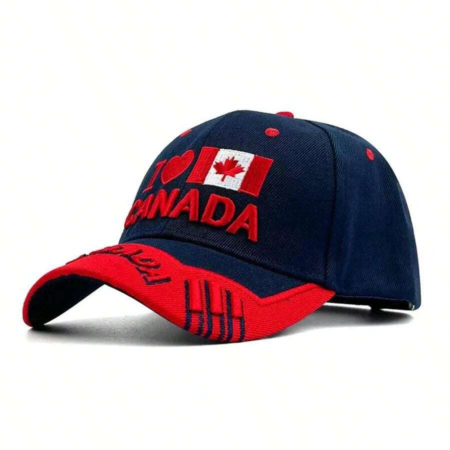 New Style Hard Top Canadian Flag Baseball Cap, Versatile Letter Outdoor ...