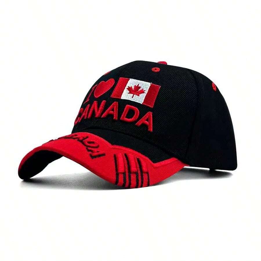New Style Hard Top Canadian Flag Baseball Cap, Versatile Letter Outdoor ...