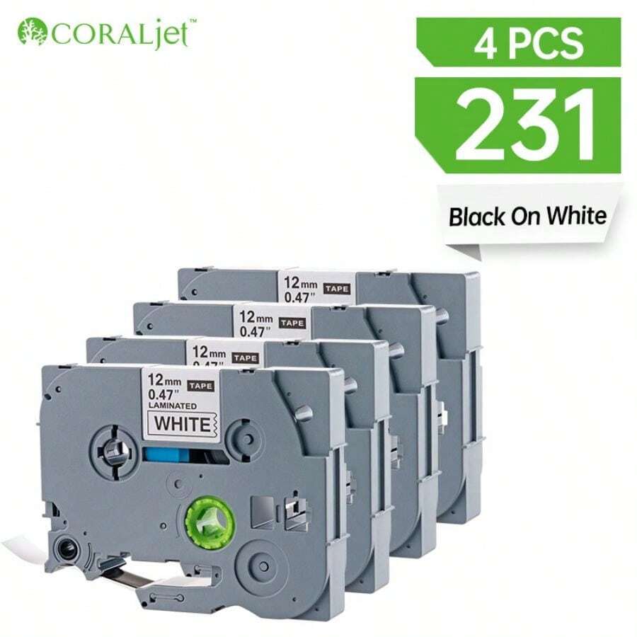 החלפת קלטת Coraljet Label Maker עבור Brother TZe-231 TZ-231 למינציה P Touch Label Tape 12 מ"מ 0. ...