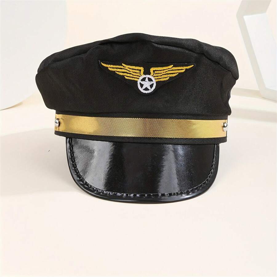 1pc, Adult Navy Pilot Airline Captain Hat Airplane Aviator Halloween ...
