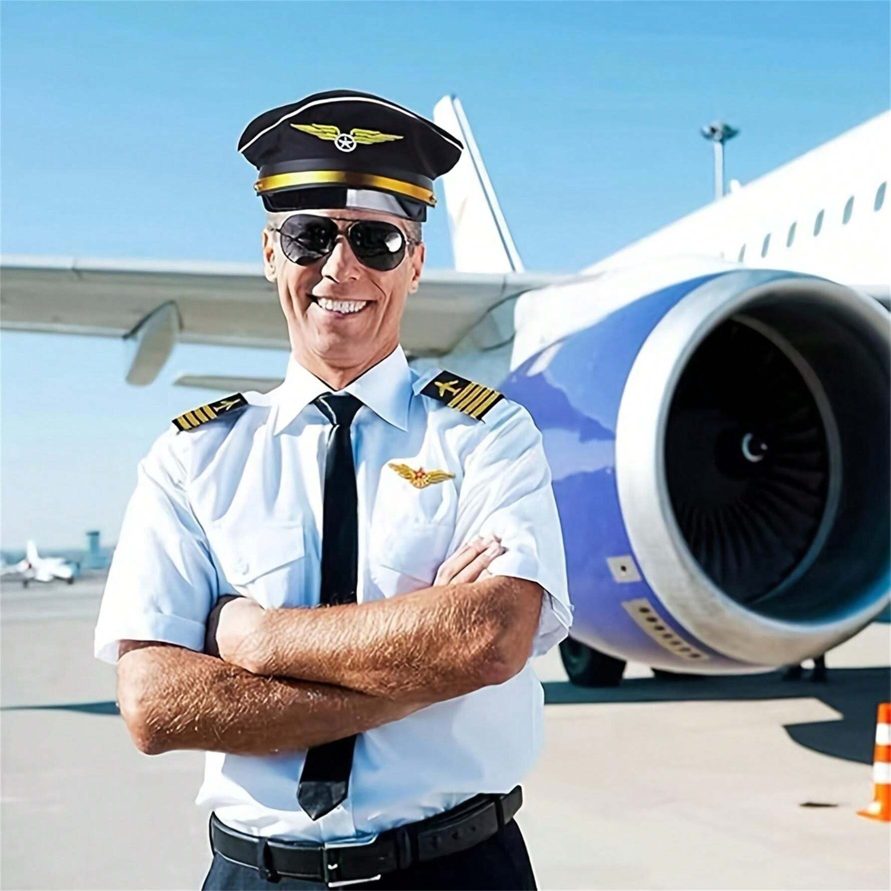 1pc, Adult Navy Pilot Airline Captain Hat Airplane Aviator Halloween ...