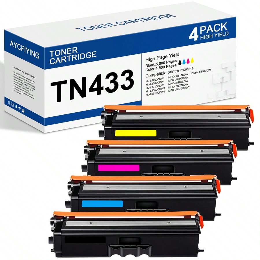 TN433 Toner Cartridges Set, Replacement For Brother TN433 TN436 TN431 ...