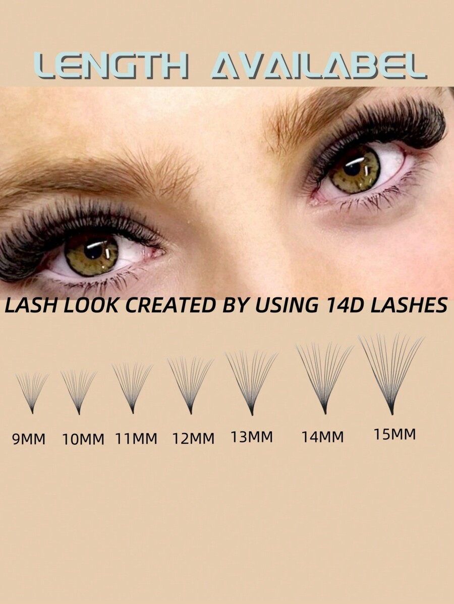 14D Promade Fan Lashes 1000Fans In One Box 0.05mm Thickness C D Curl 9 ...