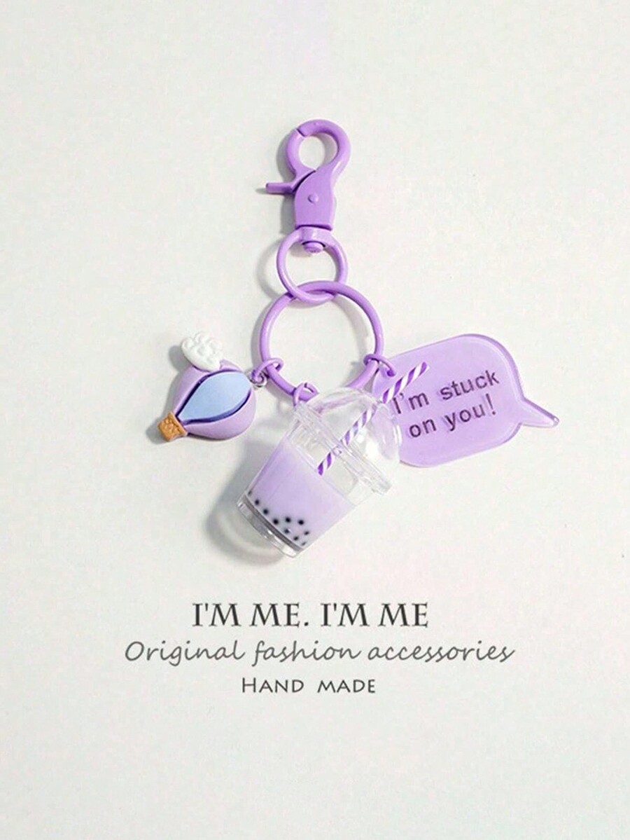 1pc Cartoon Cookie Ice Cream Boba Tea Keychain,Fruit Hot Air Balloon ...