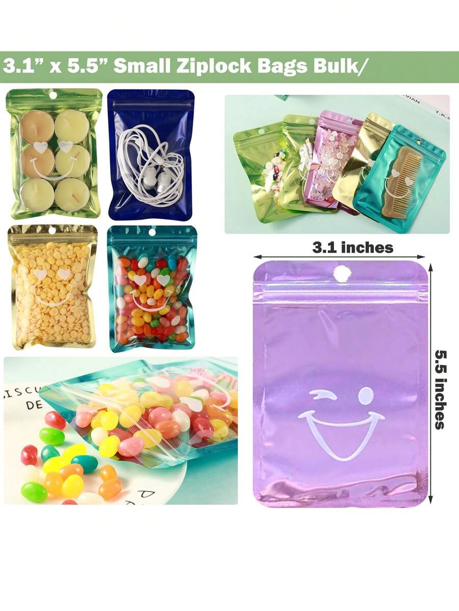 40PCS Resealable Small Mylar Bags For Food Storage Ziplock Mini Pouch ...