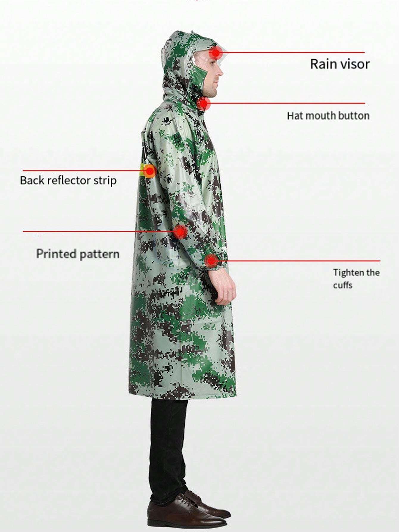 Camouflage Print Full-Body Waterproof Raincoat For Men And Women ...