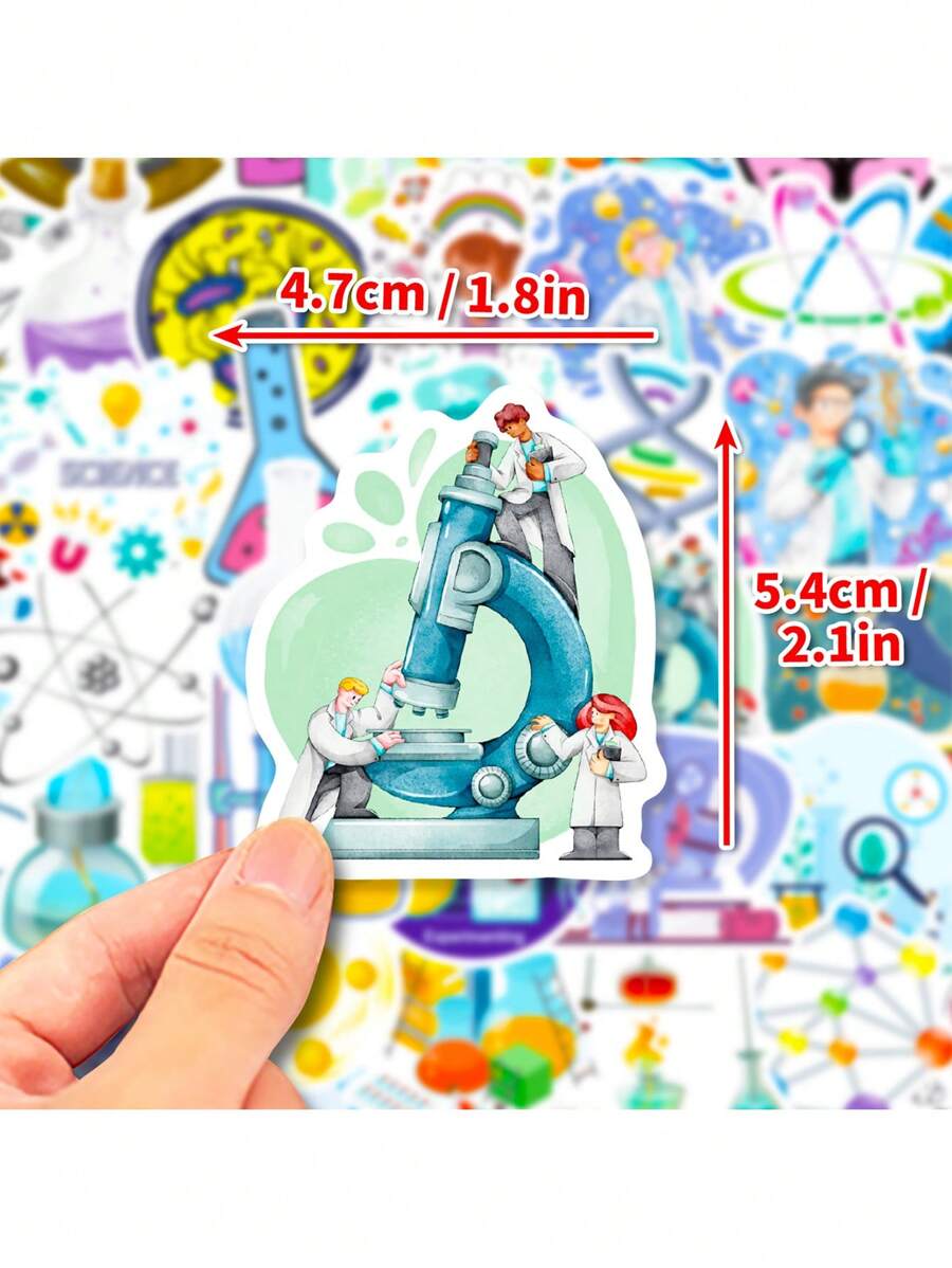 50pcs Science Stickers, Cartoon Math Chemistry Physics Biology ...