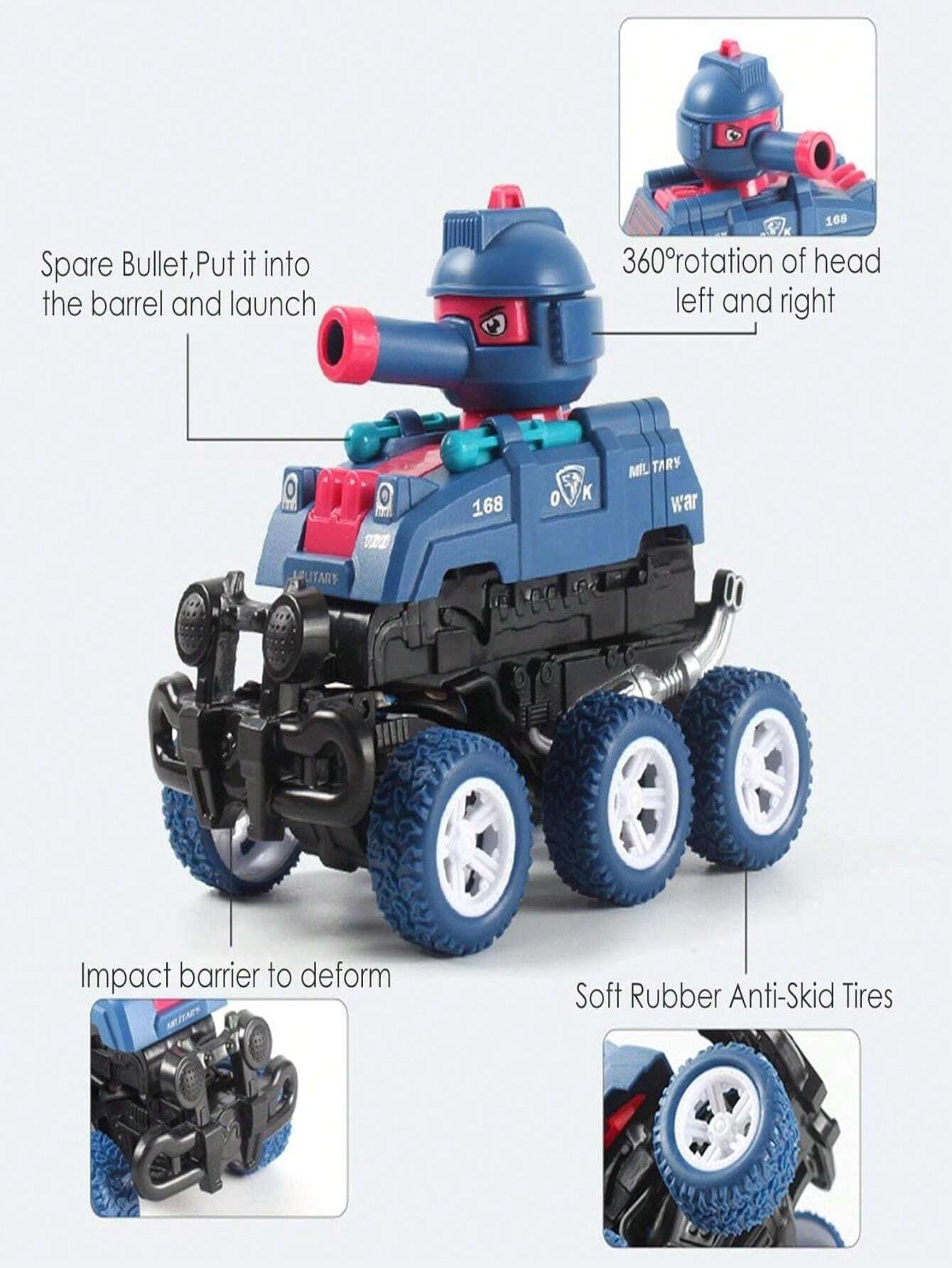1pc Transforming Toy Tank That Shoots Bullets, Inertia Converting Car ...