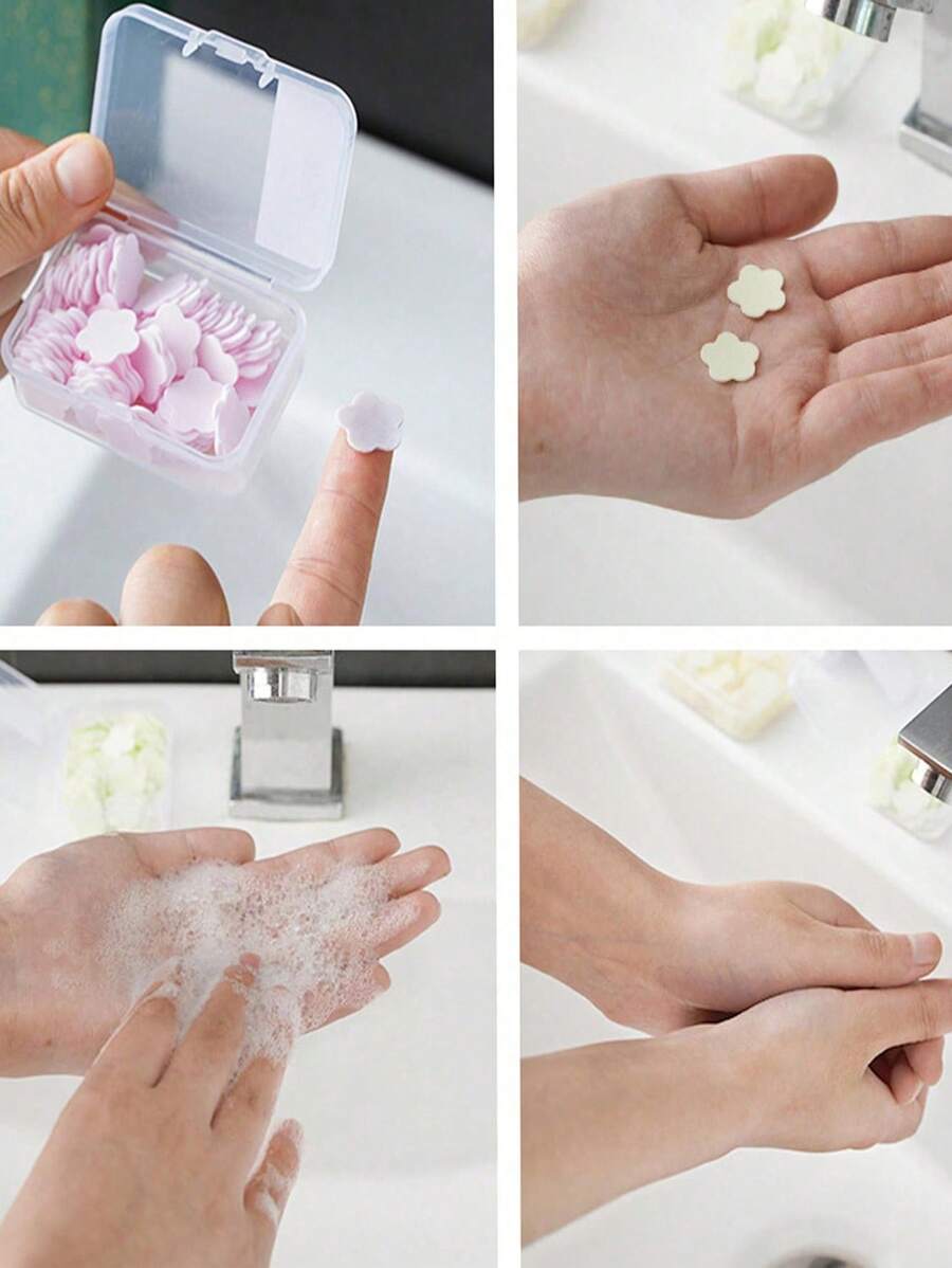 100Pcs/Box Portable Skin Friendly Fresh Hand Washing Toilet Soap Slice ...