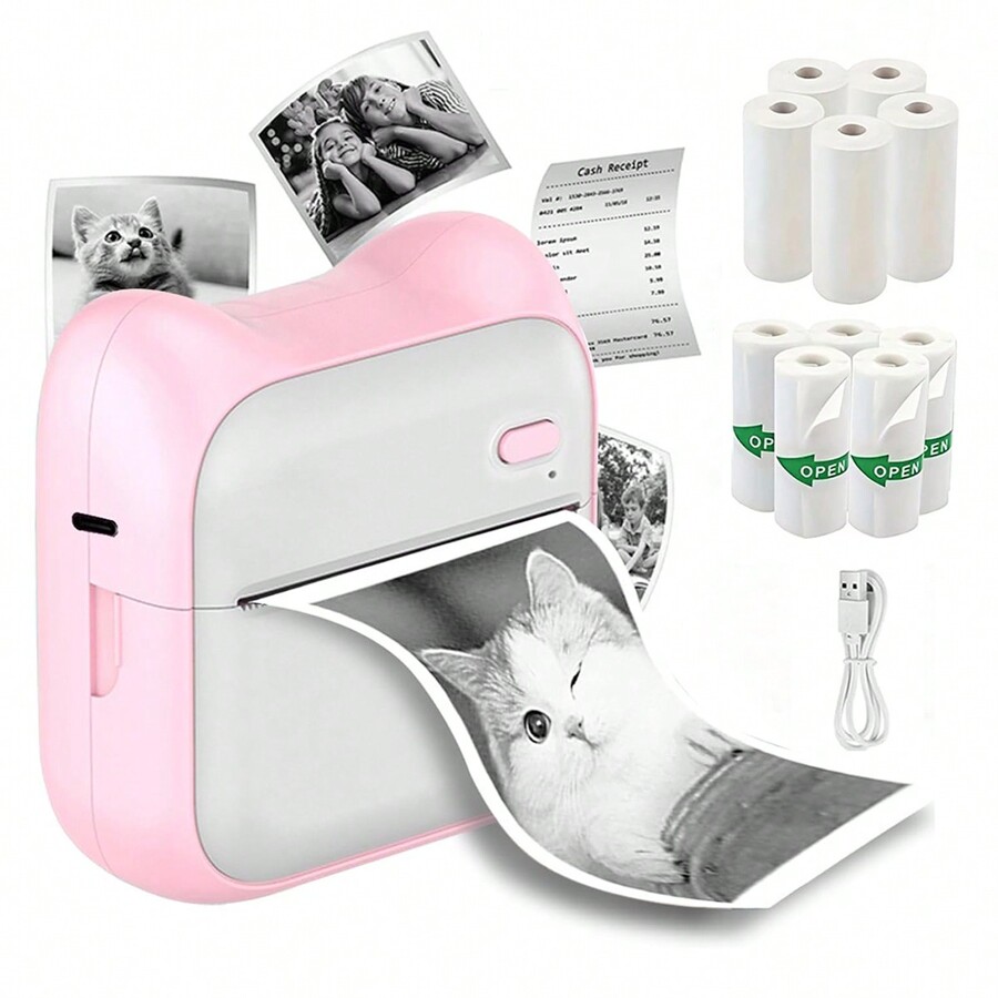 Mini Sticker Printer,Portable Thermal Printer, Sticker Maker Inkless ...