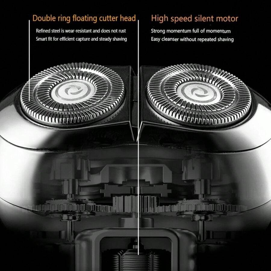 New Electric Shaver Double Floating Head Beard Razor Men's Mini Digital ...