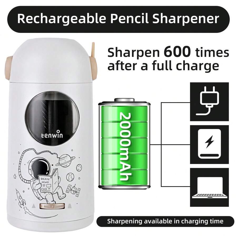 Tenwin 1 Pc Electric Pencil Sharpener For Colored Pencils 7-11.5mm ...
