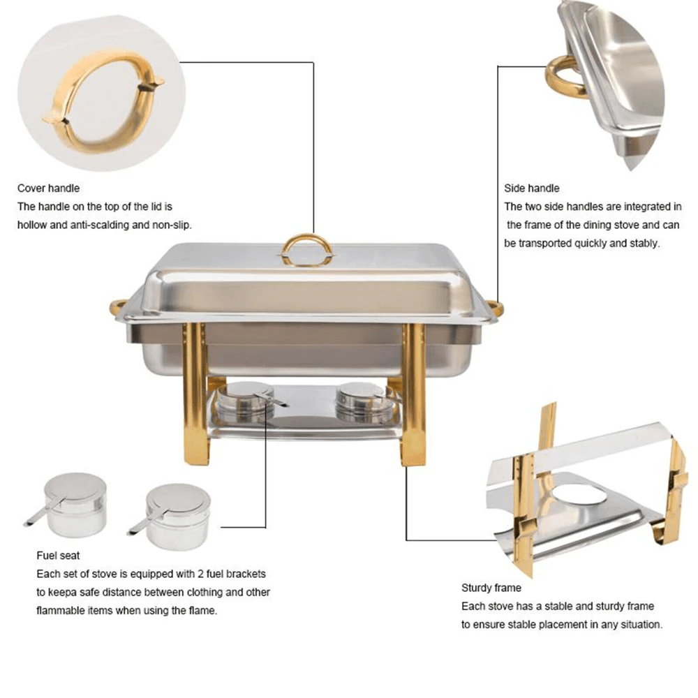 9L Chafing Dish Buffet Trays Chafer With Warmer & Lid Rectangle ...