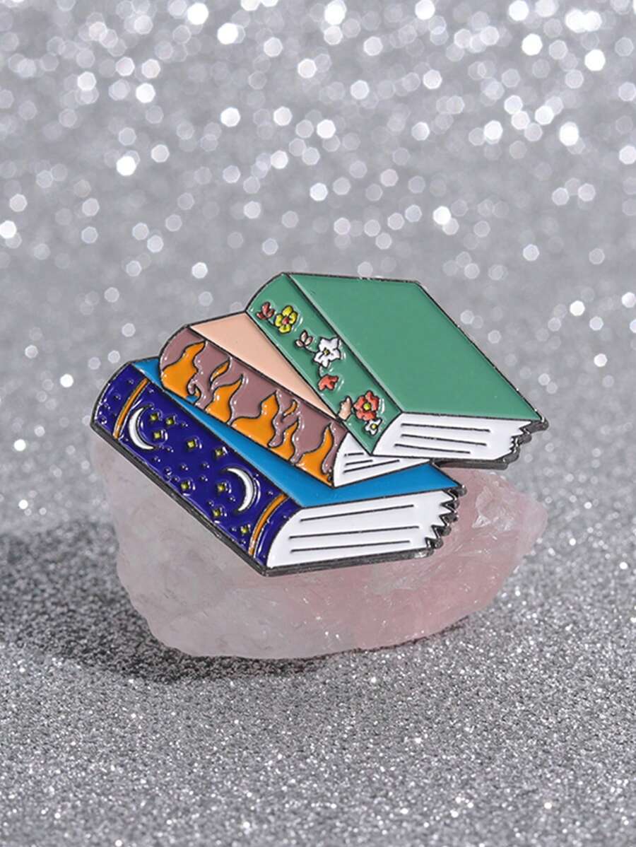 1pc Cute Bookworm Enamel Pins Custom Flowers Night Sky Flame Brooches ...