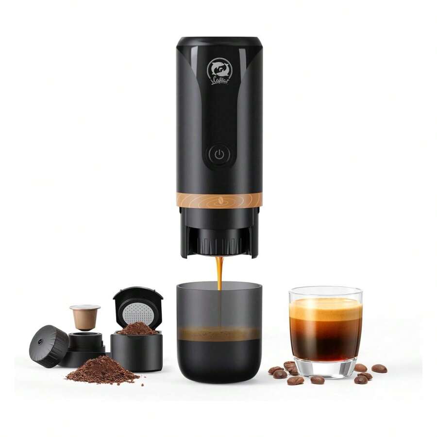 Portable Espresso Machine Mini 12V Rechargeable 2-In-1 Multi-Function ...