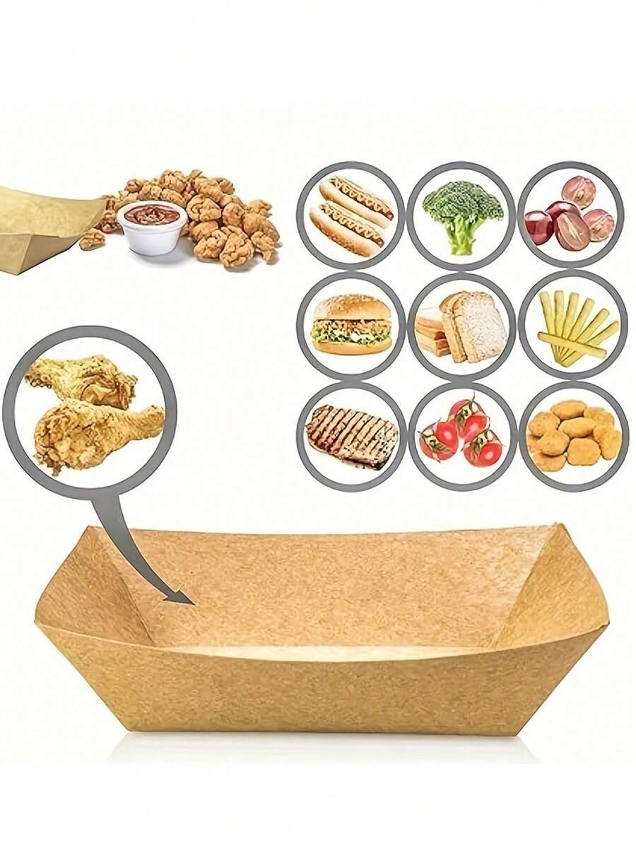 Bandeja de comida de papel kraft de 20 peças, bandeja de cesta de ...