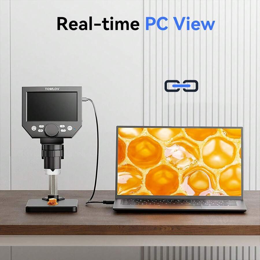 TOMLOV Digital Microscope 4.3" HD LCD Screen, 10.0MP Coin Magnifier, 1 ...
