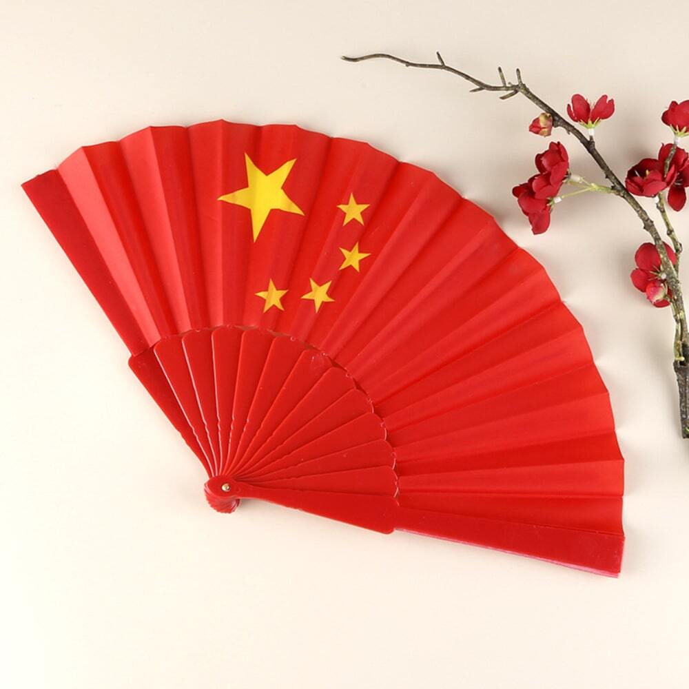 1pc Chinese Style Flat Plate Flag Fan Five-Star Red Flag Plastic ...