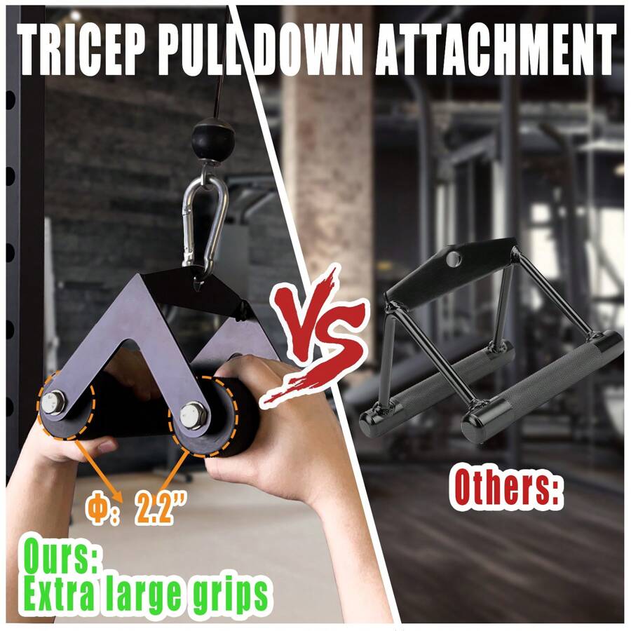 Upgraded LAT Pulldown Attachments Double D Handle, V Bar Cable Machine ...