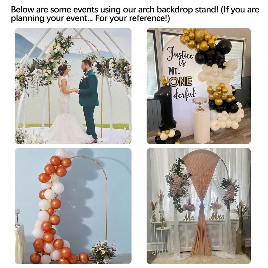 2 Pcs Gold Metal Wedding Arch Backdrop Stand For Parties, Arches For ...