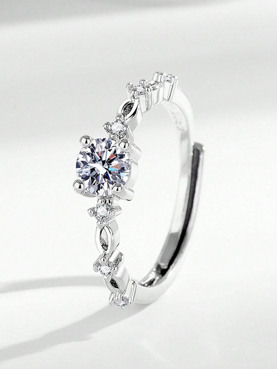 1pc Minimalist Stainless Steel 4-Prong Crystal Ring, Versatile, Luxury Feeling, Unique Design ...