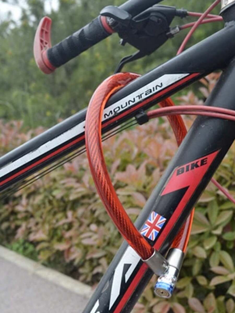 Red Bicycle Lock With Aluminum Head & Steel Wire, Ring Shaped Chain ...