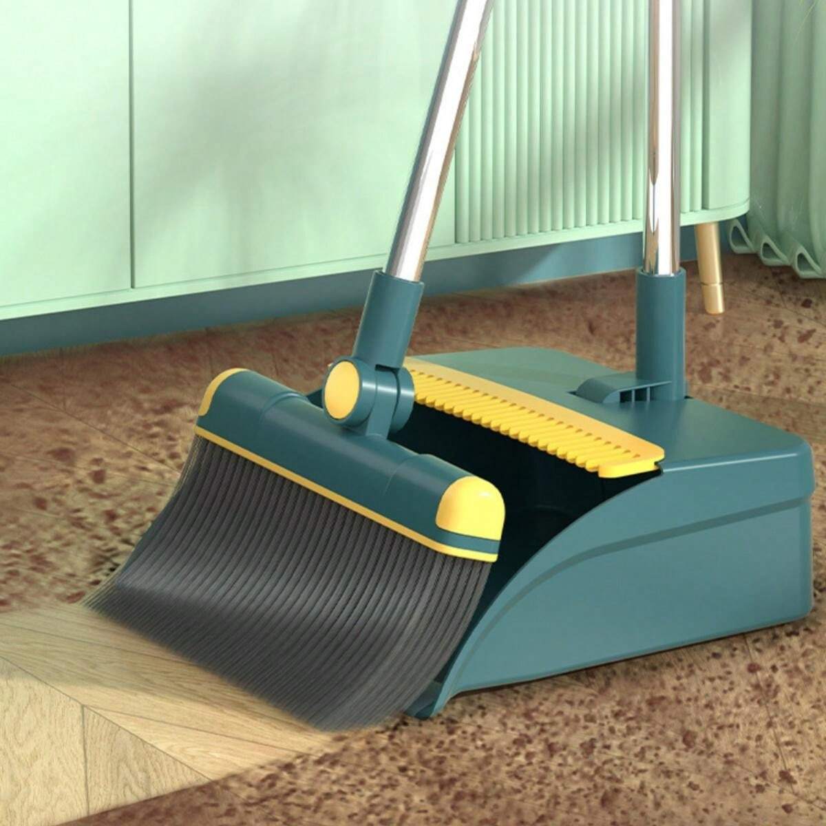 A Foldable Plastic Broom And Dustpan Set With Extended Soft Brush Broom ...