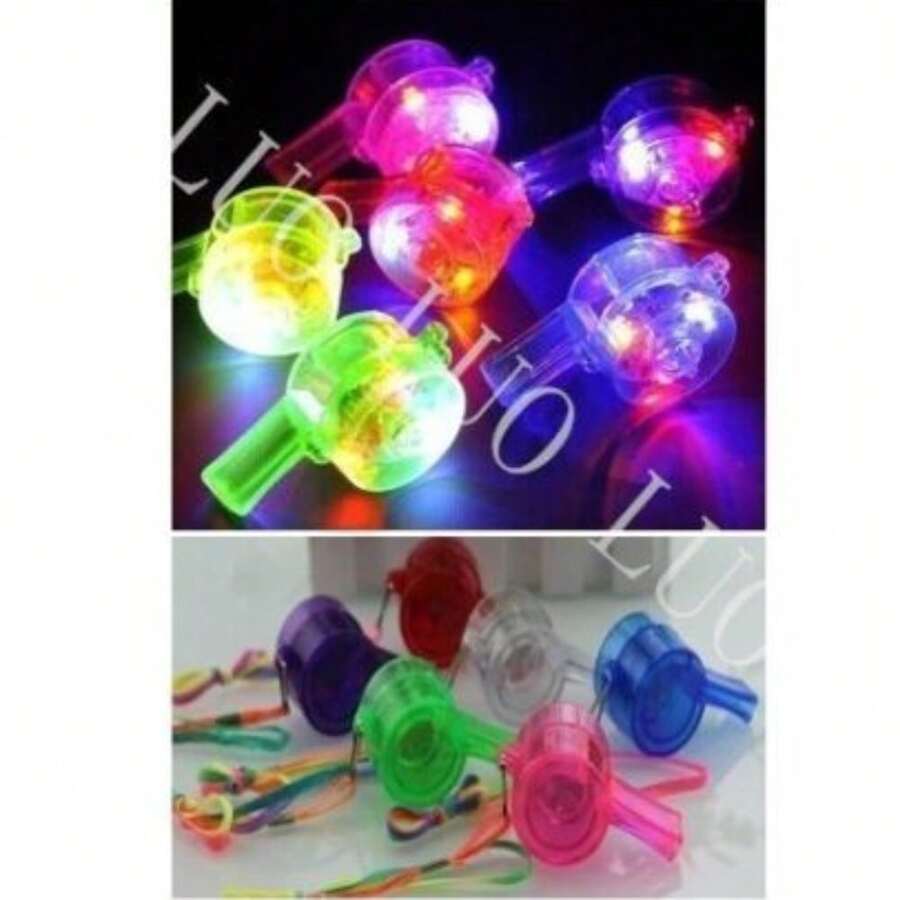8 PCS Light Up Whistles LED Flashing Blinking Favors Rave Lanyard ...