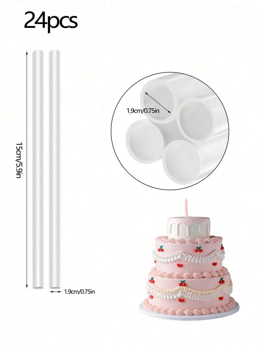 24 Pcs White Plastic Cake Dowels Rods For Tiered Cake Hollow Cake ...