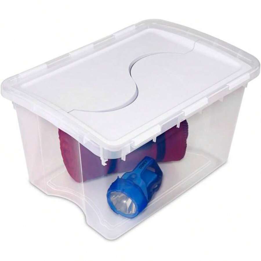 Sterilite 48 Qt Hinged Lid Storage Box, Stackable Bin With Lid, Plastic ...