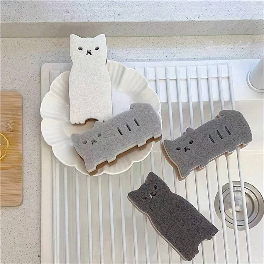 Cute Cat Kitchen Sponge Set (4 Pcs) - Thick, Durable Tpu For ...