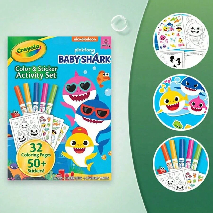 Crayola Bộ hoạt động tô màu & nhãn dán - Gồm Pinkfong Baby Shark, 32 ...