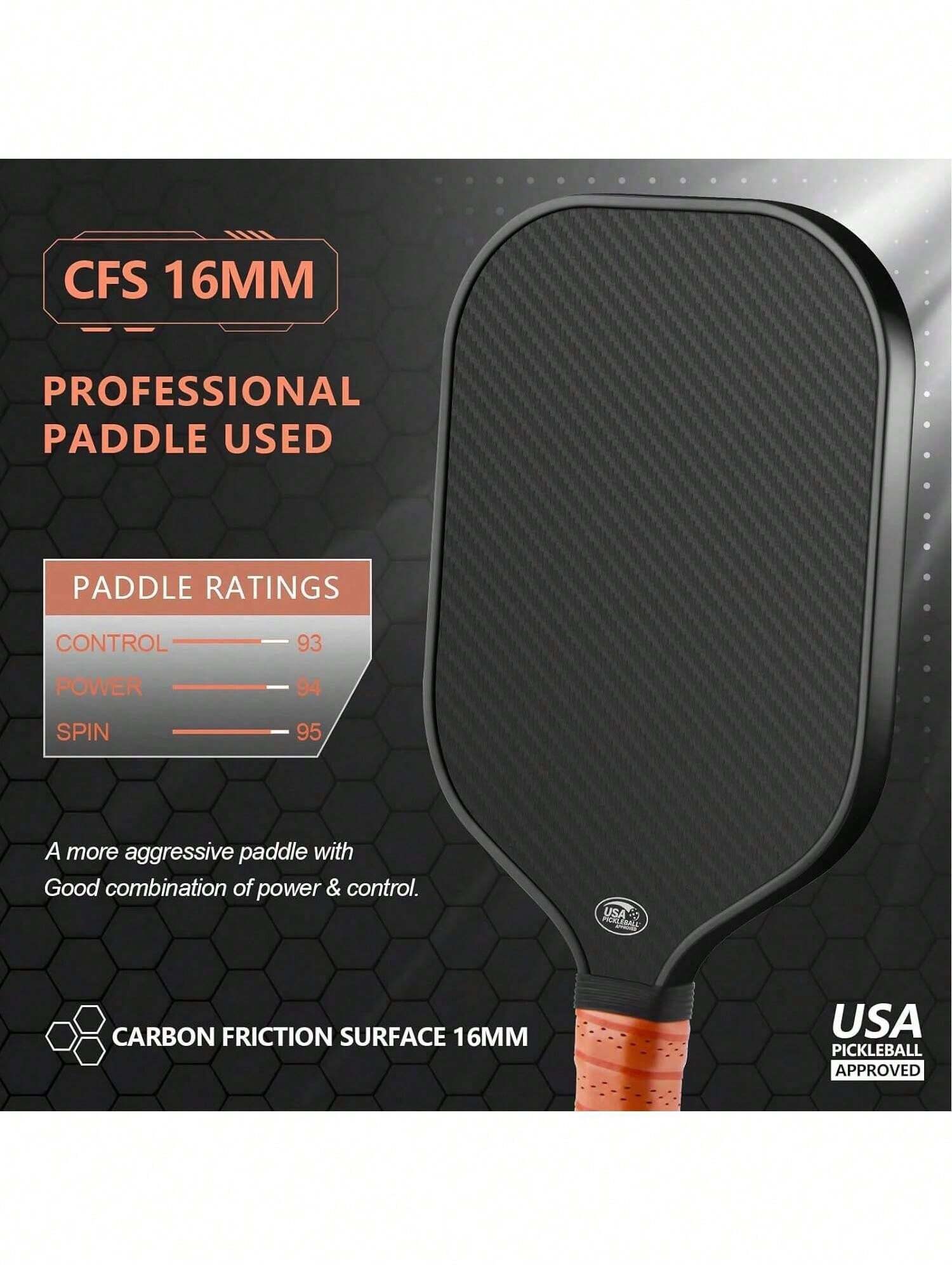 USAPA Approved 3K Full Carbon Fiber Pickleball Paddle, Carbon Graphite ...