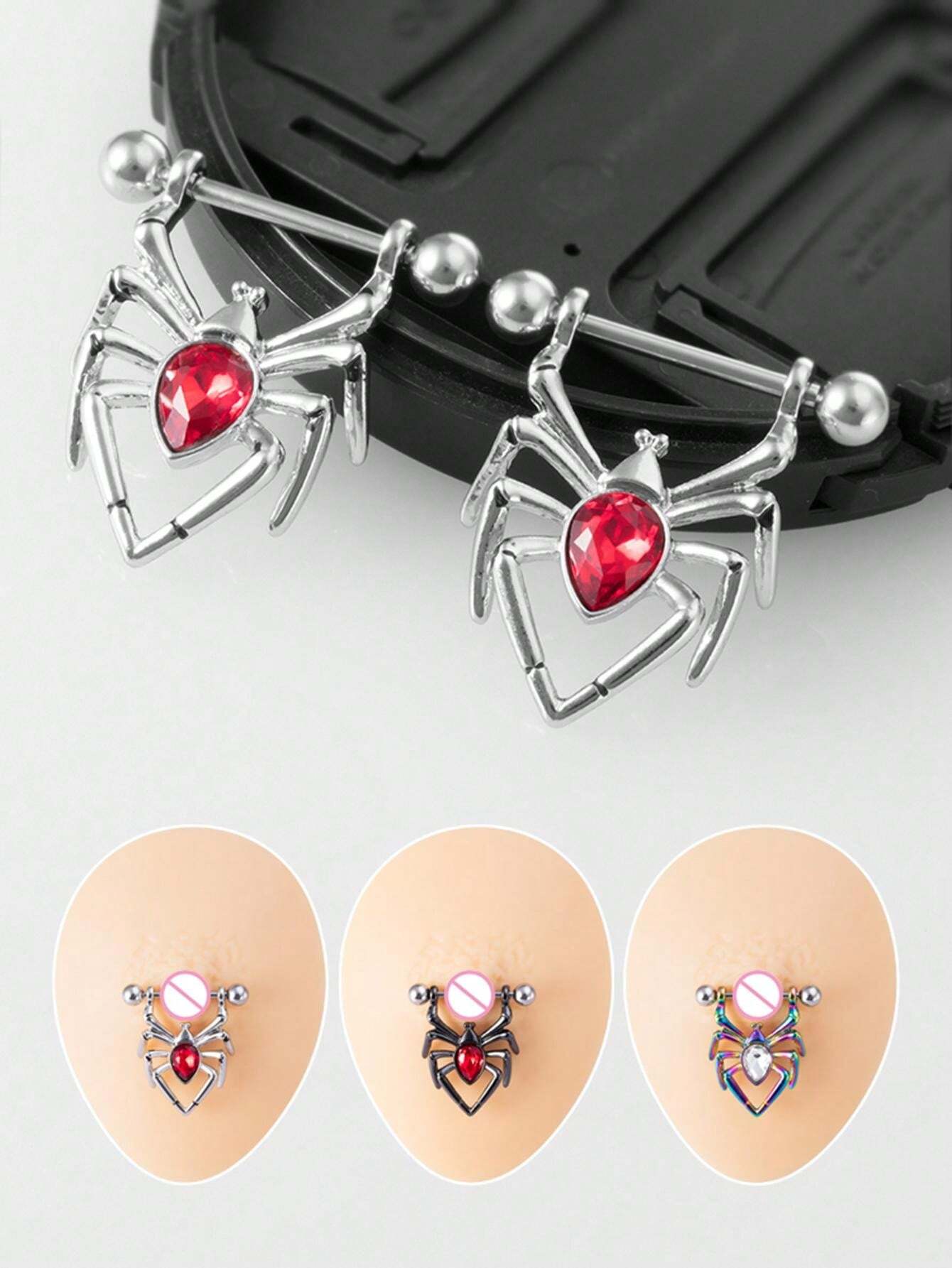 1Pair Zirconia Spider Bar Nipple Rings Shield Cover Barbell Sexy ...