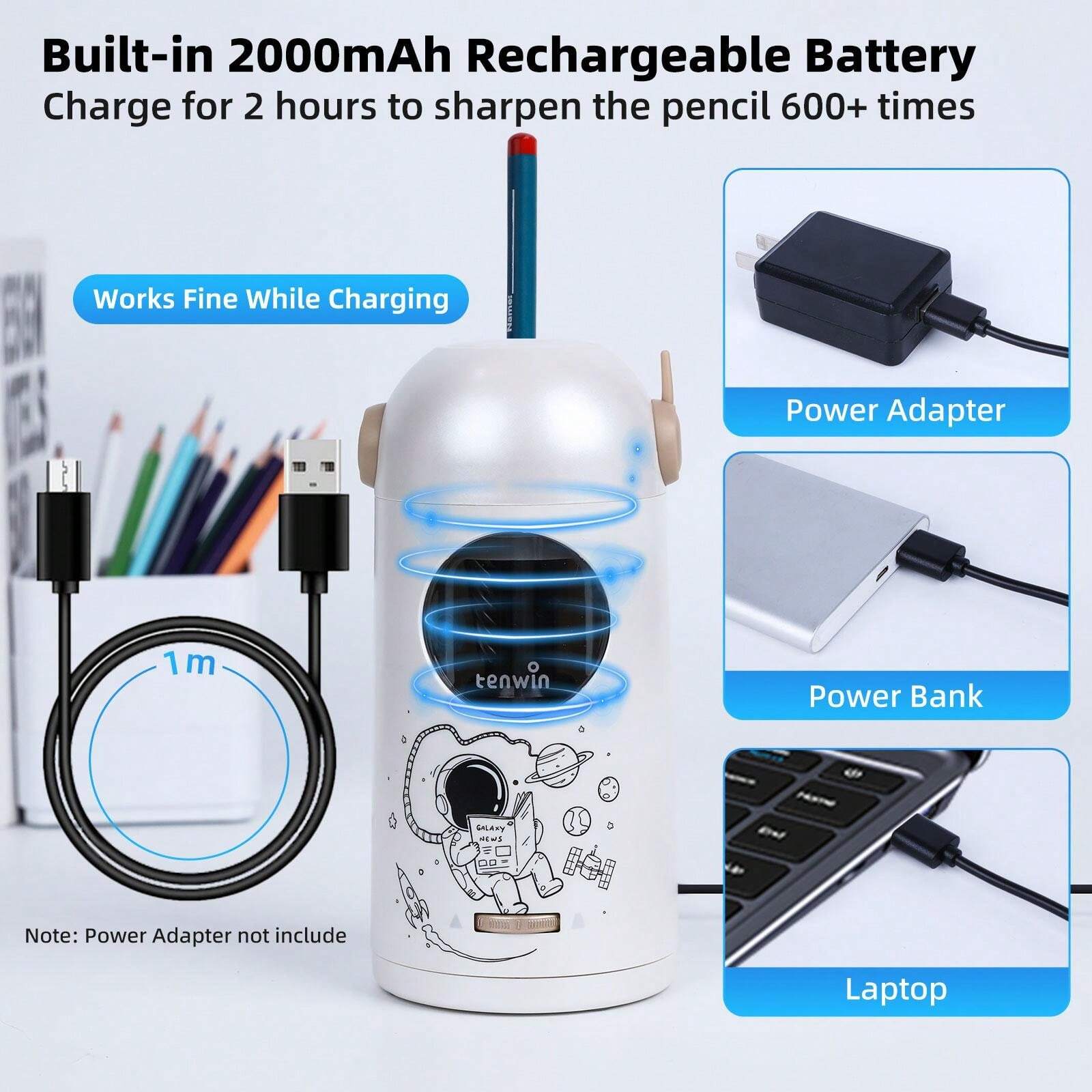 tenwin Tenwin 1 Pc Electric Pencil Sharpener For Colored Pencils 7-11 ...