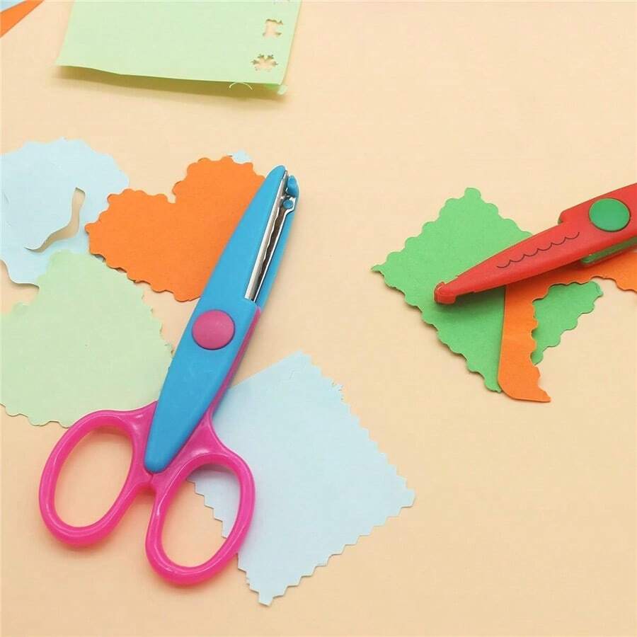 6Pcs Paper Edge Scissors, Craft Scissors And Safe Scissors Colourful ...