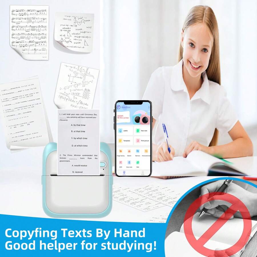 Mini Sticker Printer,Portable Thermal Printer, Sticker Maker Inkless ...