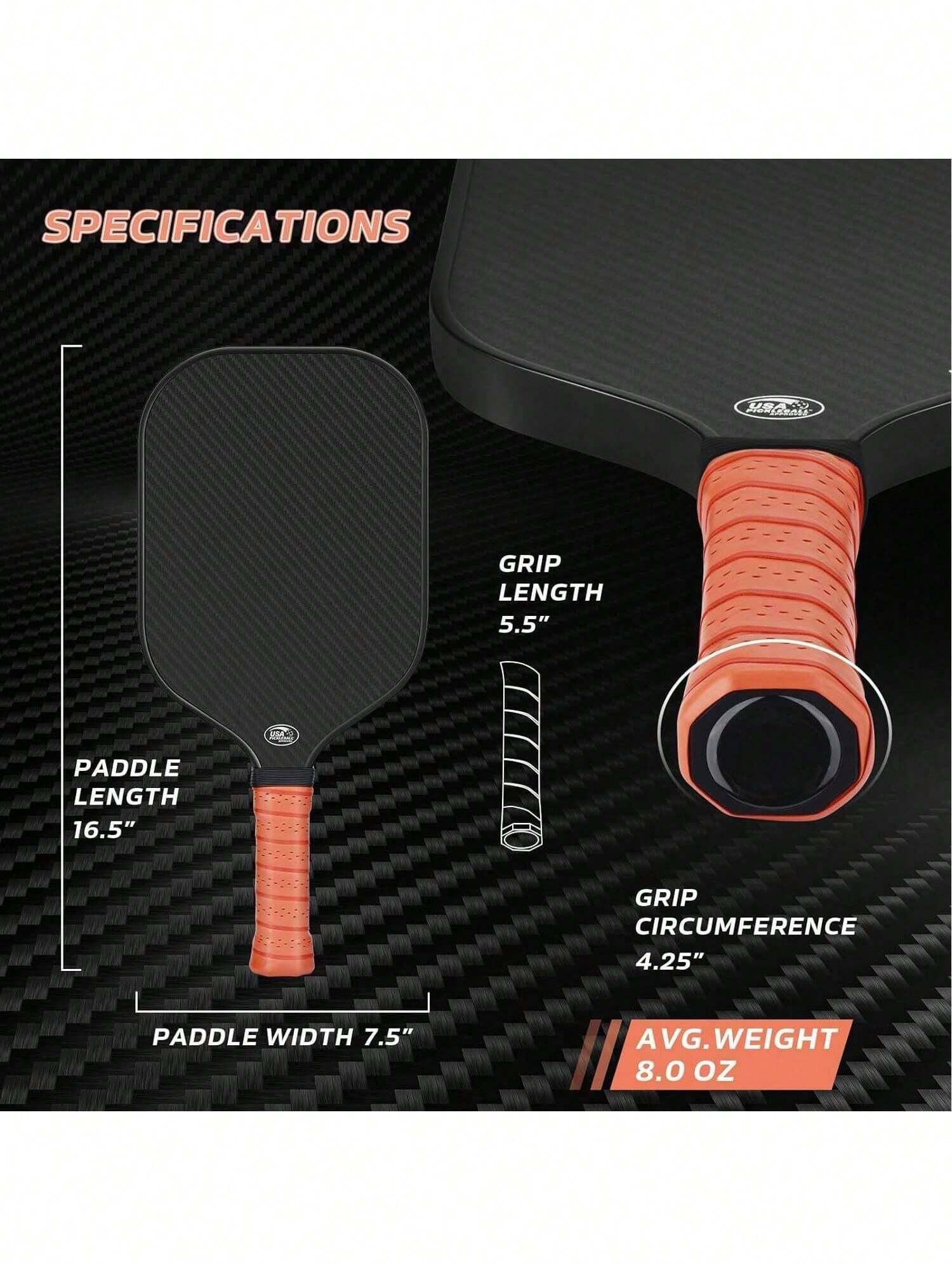 USAPA Approved 3K Full Carbon Fiber Pickleball Paddle, Carbon Graphite ...