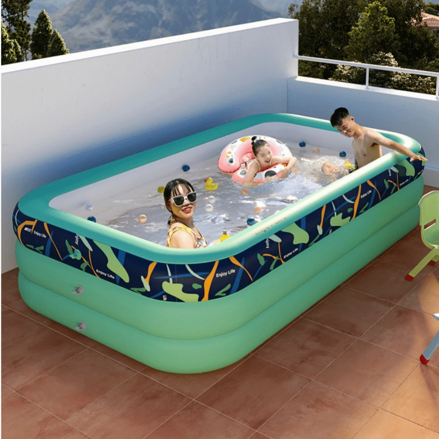 1pc Inflatable Swimming Pool, Durable Large 3-Layer Thick Outdoor ...