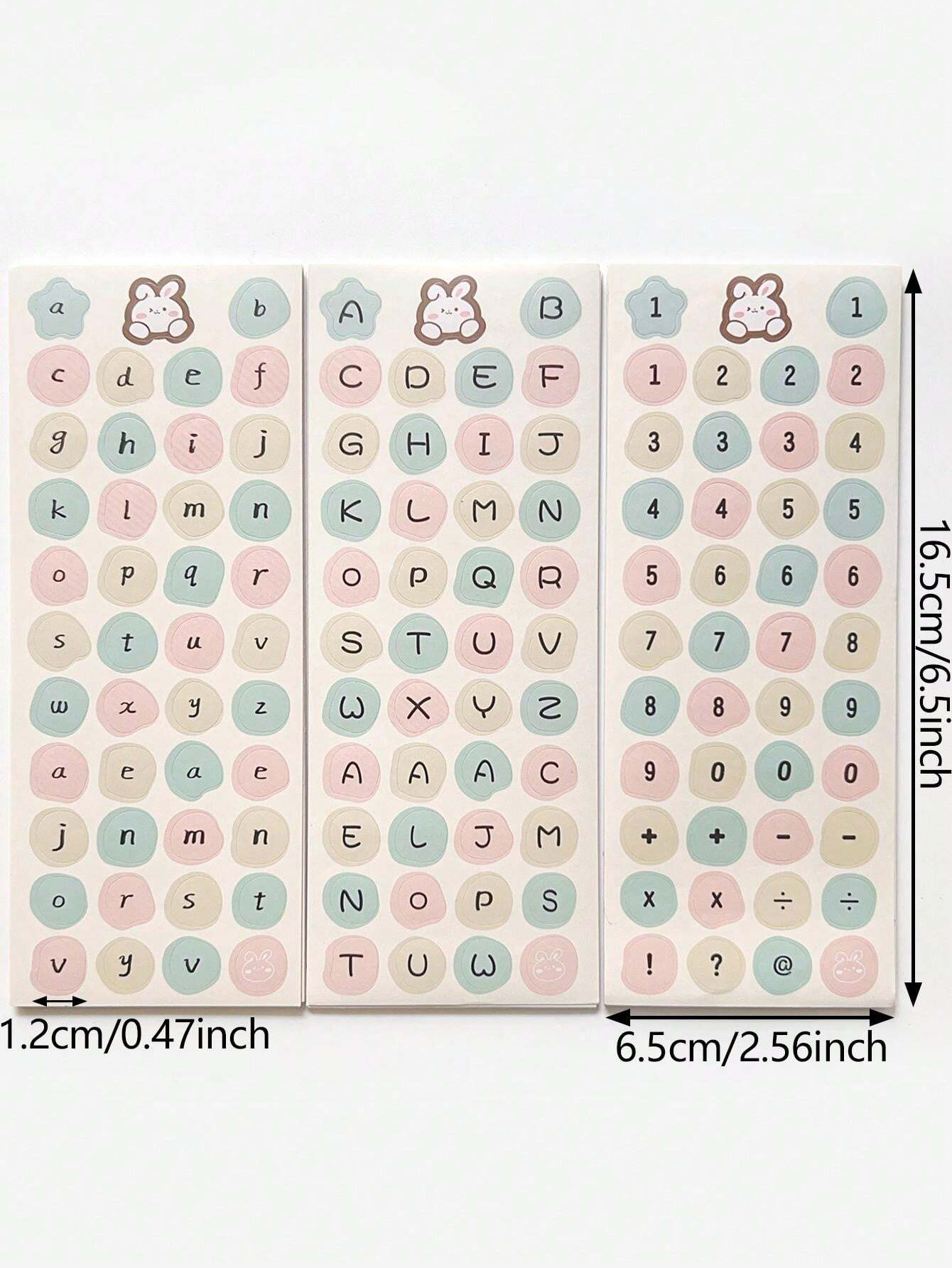 12 Sheets/Pack Cartoon Shaped Alphanumeric Stickers, Colorful Self ...