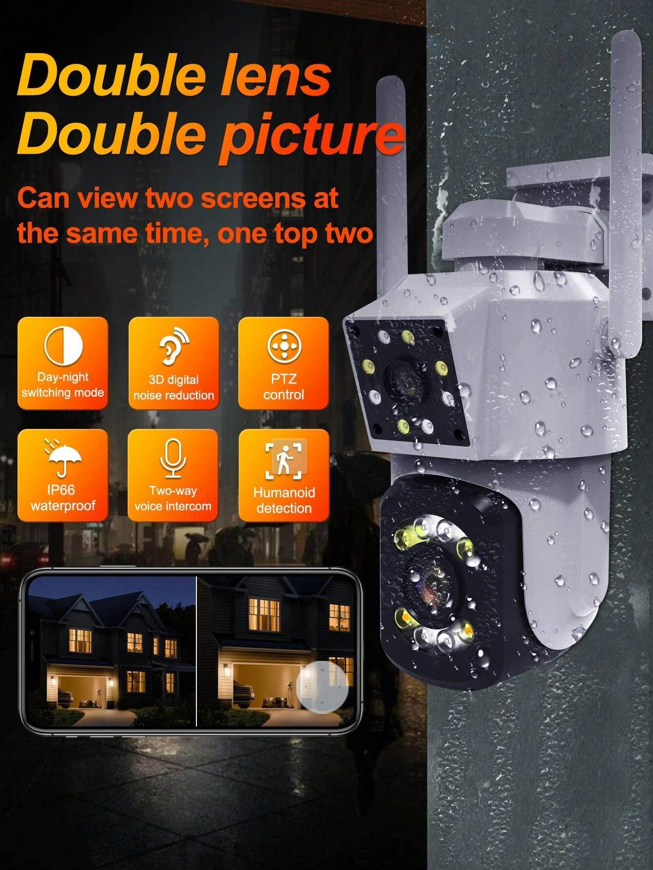 Teruhal WiFi Überwachungskamera 2.4G WiFi Nachtsicht Bewegungserkennung ...