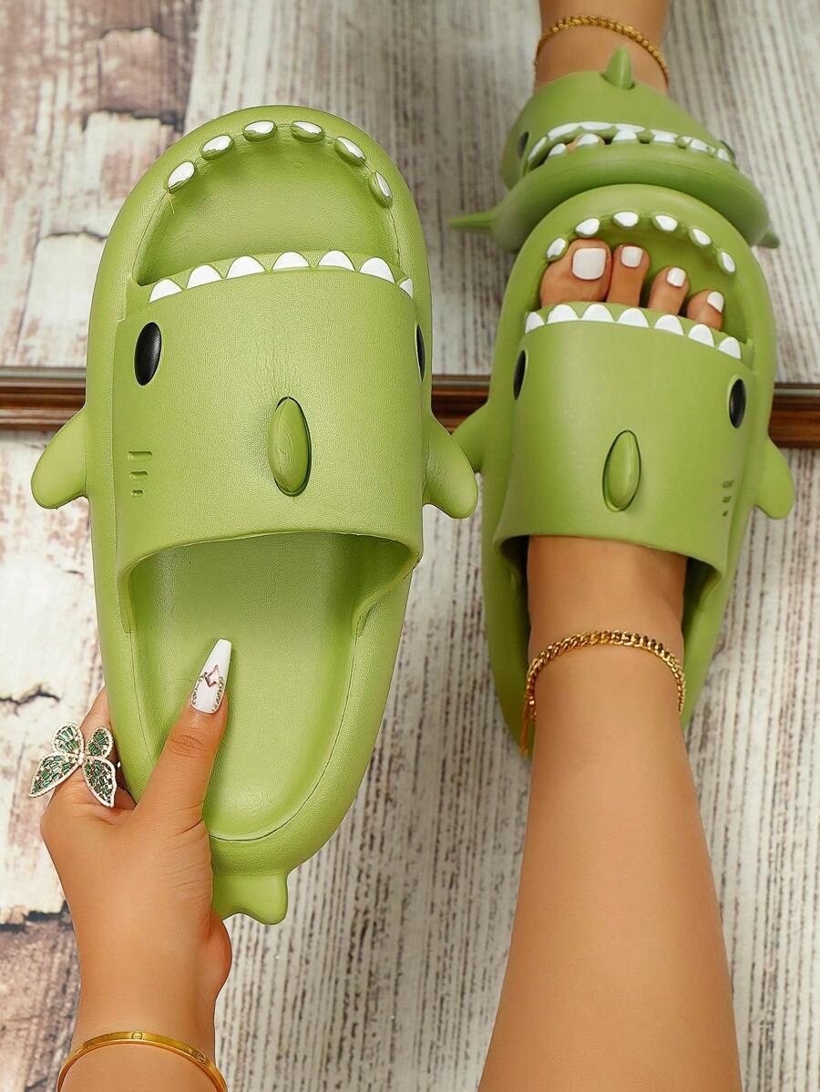 Women's 2025 Summer New Funny Shark One-Strap Plastic Slippers ...