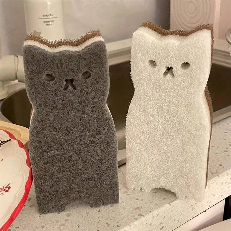 Cute Cat Kitchen Sponge Set (4 Pcs) - Thick, Durable Tpu For ...