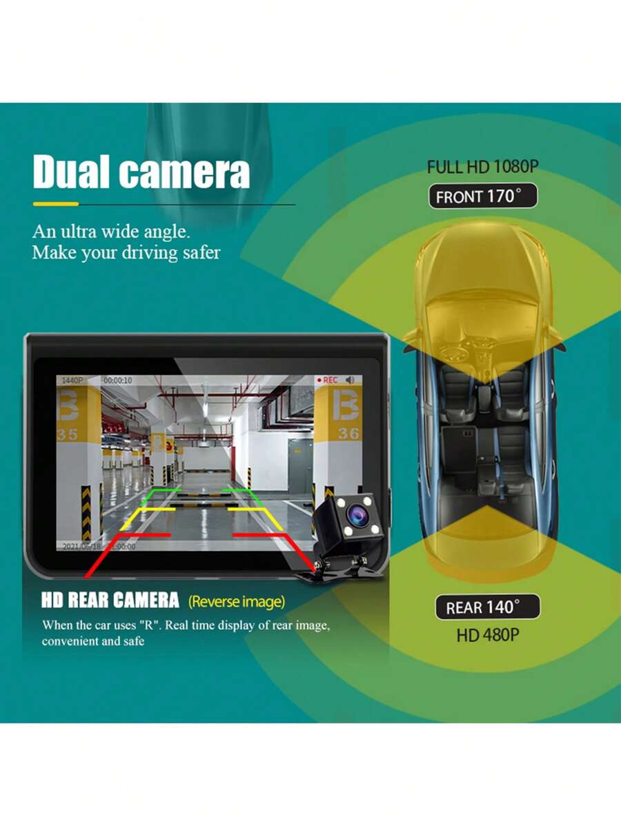 Asawin Caméra De Tableau De Bord à Double Objectif Full Hd 1080p 